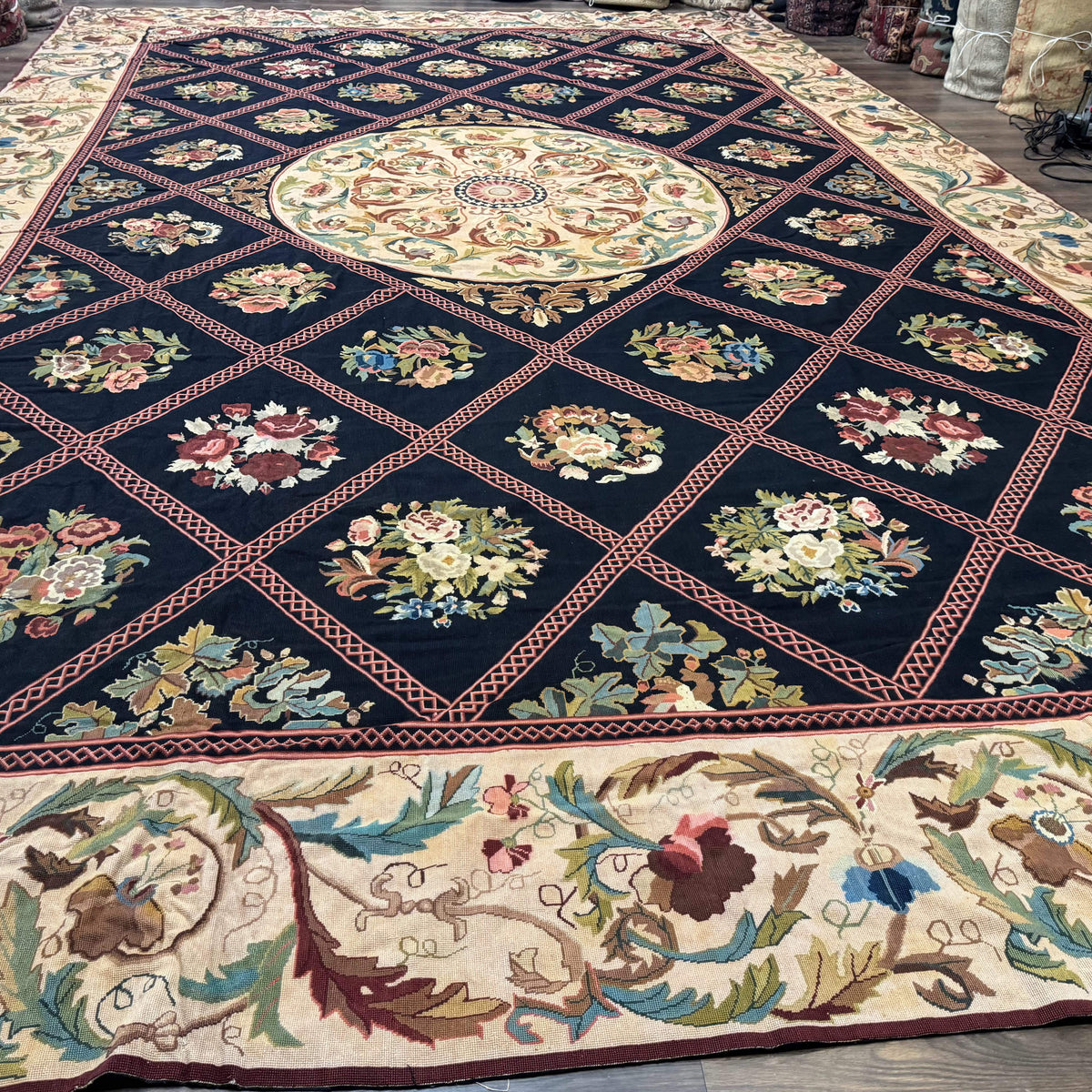Palace Size Needlepoint Rug 12x20, European French English Aubusson Fl ...