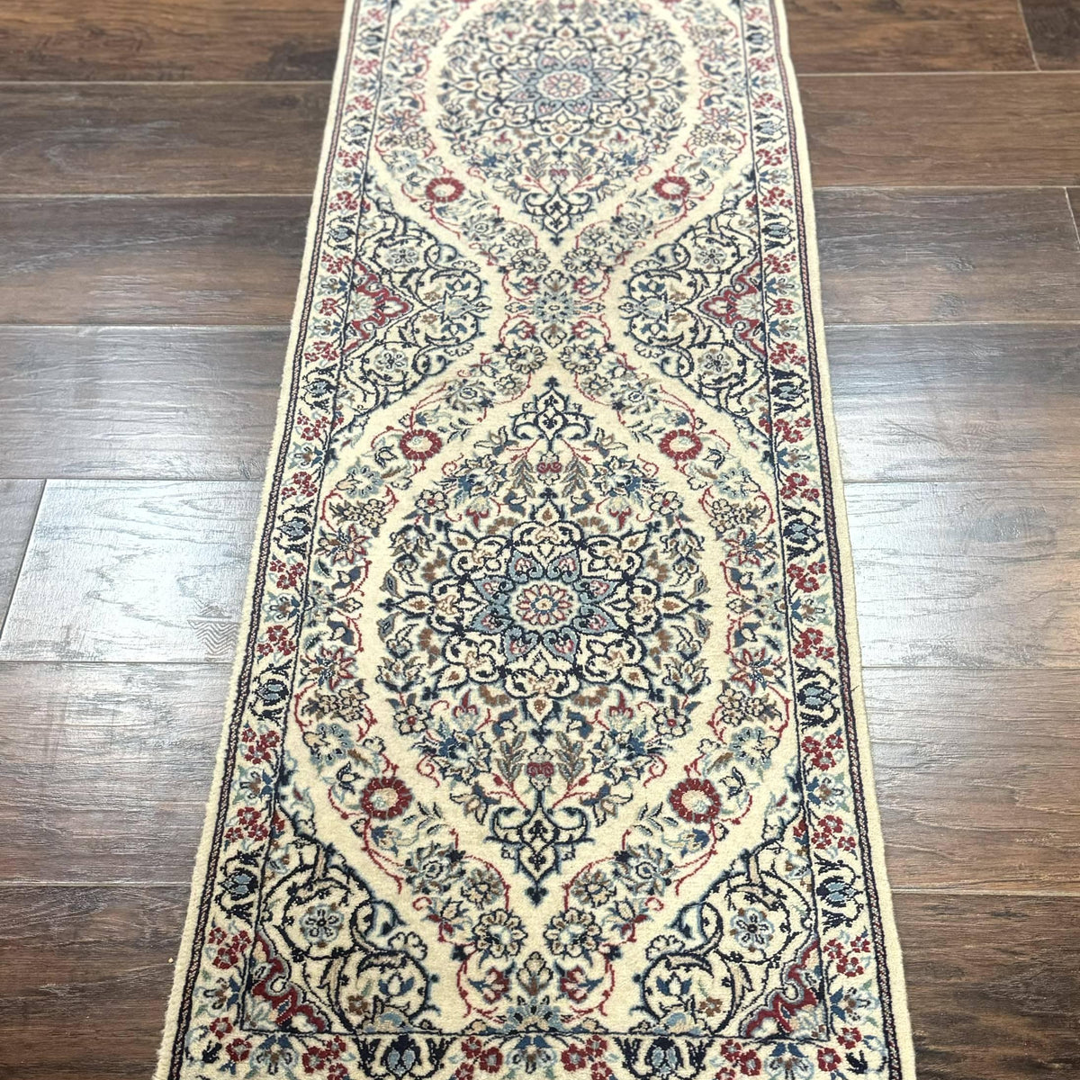 Persian Nain Rug 1.7 x 5, Super Fine 530 KPSI, Ivory and Light Blue, 6 ...