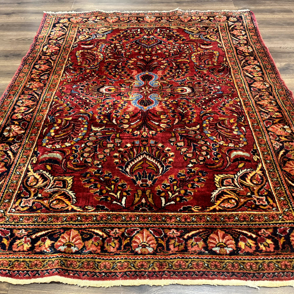 Persian Lilihan Rug 5x6, Red, Floral, Antique Persian Carpet – Jewel Rugs