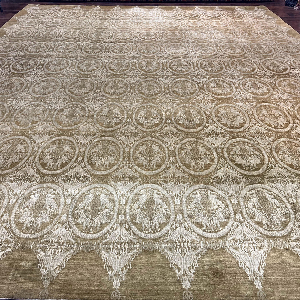 Tibetan Rug 12x15, Wool Hand Knotted Carpet, Odegard Rug, Birds, Olive ...