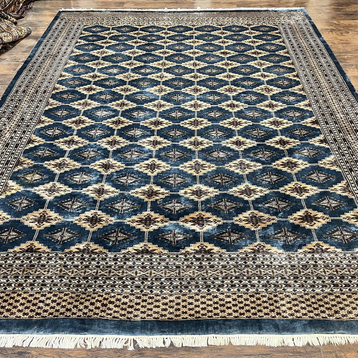Turkoman Rug 9x12, Vintage Pakistani Bokhara Carpet, Handmade Wool and ...