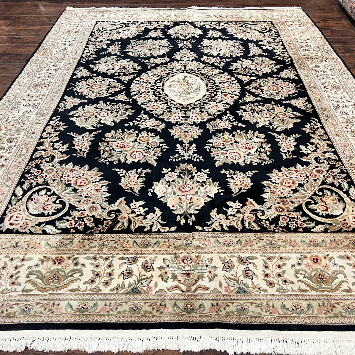 Sino Persian Rug 9x12, Wool Hand Knotted Floral Medallion Vintage Carp ...