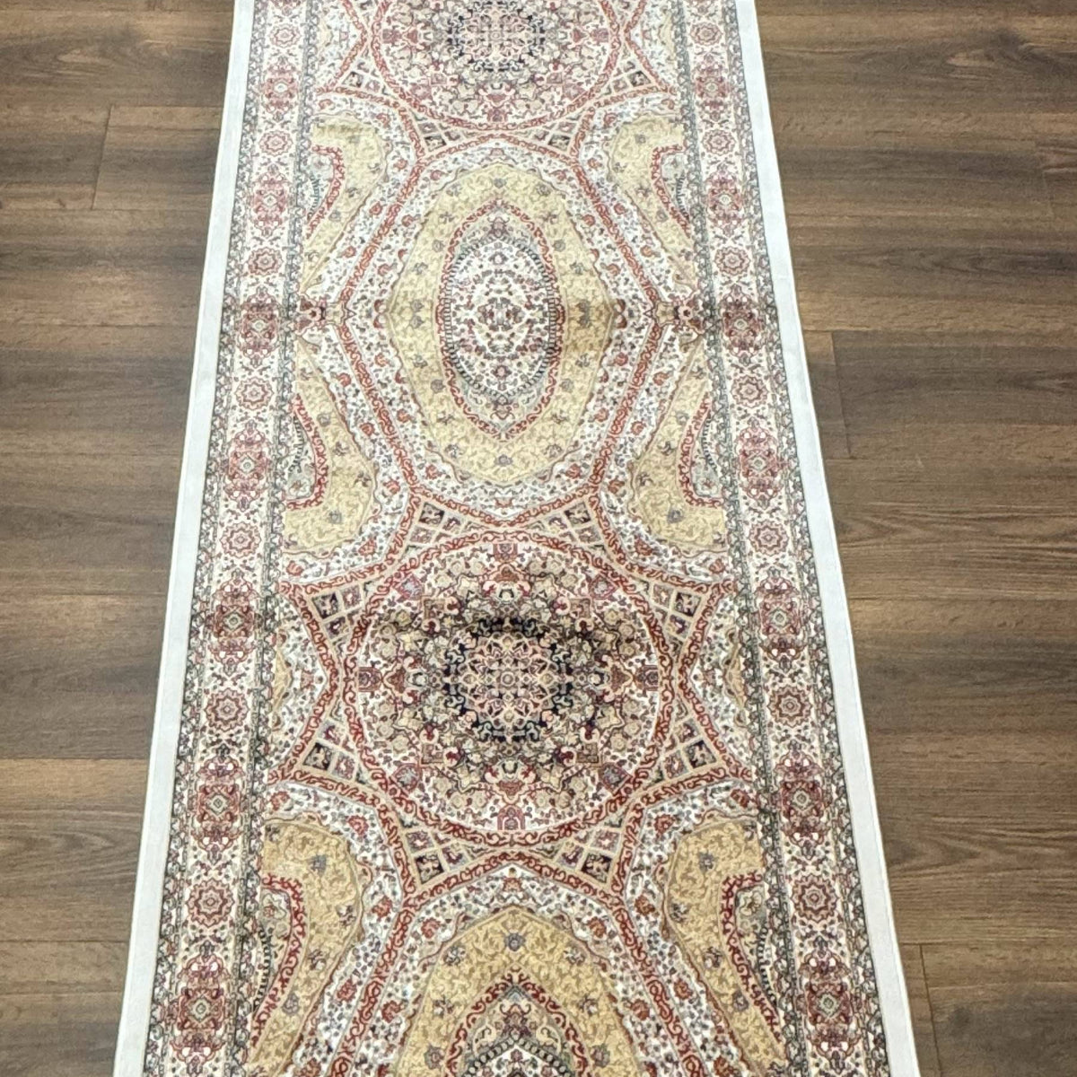 Turkish Silk Runner Rug 2.6 x 12, Hereke Mamluk Runner, Bamboo Silk, N ...