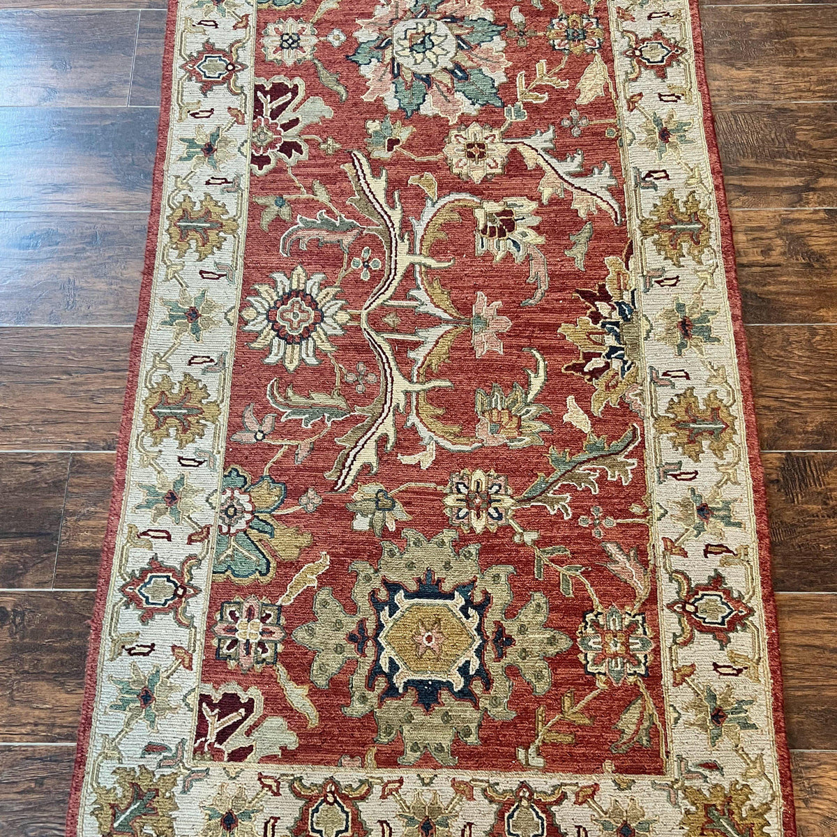 Turkish Flatweave Oushak Rug 3x5, Red and Tan, Floral, Handmade Vintag ...