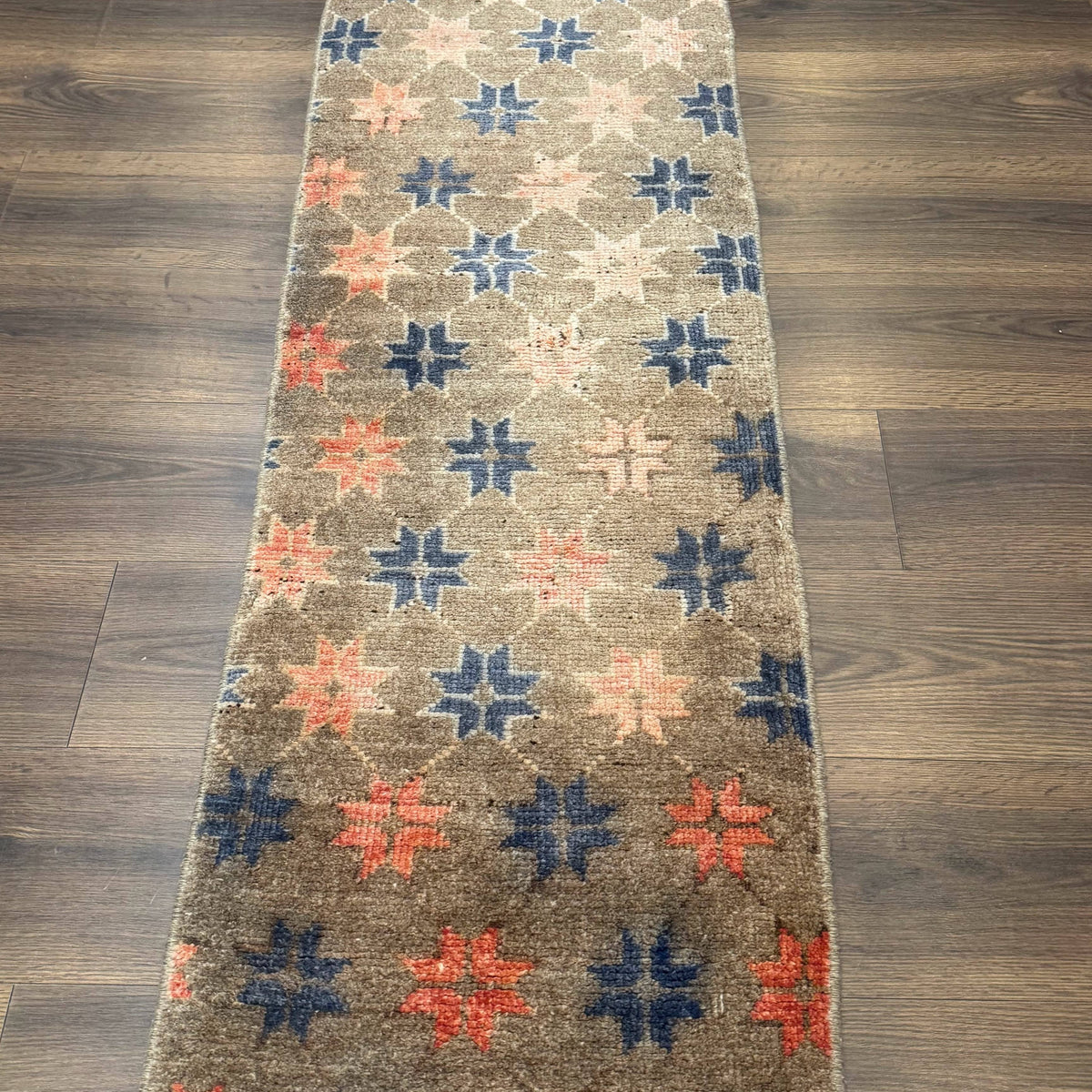 Tibetan Runner Rug, Short Skinny Runner, Star Design, 1.9 x 6.8 Rug fo ...