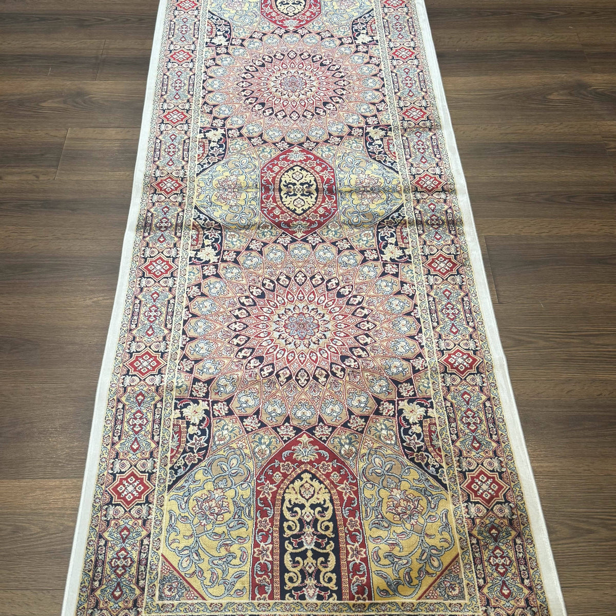 Turkish Silk Runner Rug 2.6 x 10, Dome Design, Hereke Runner, Bamboo S ...