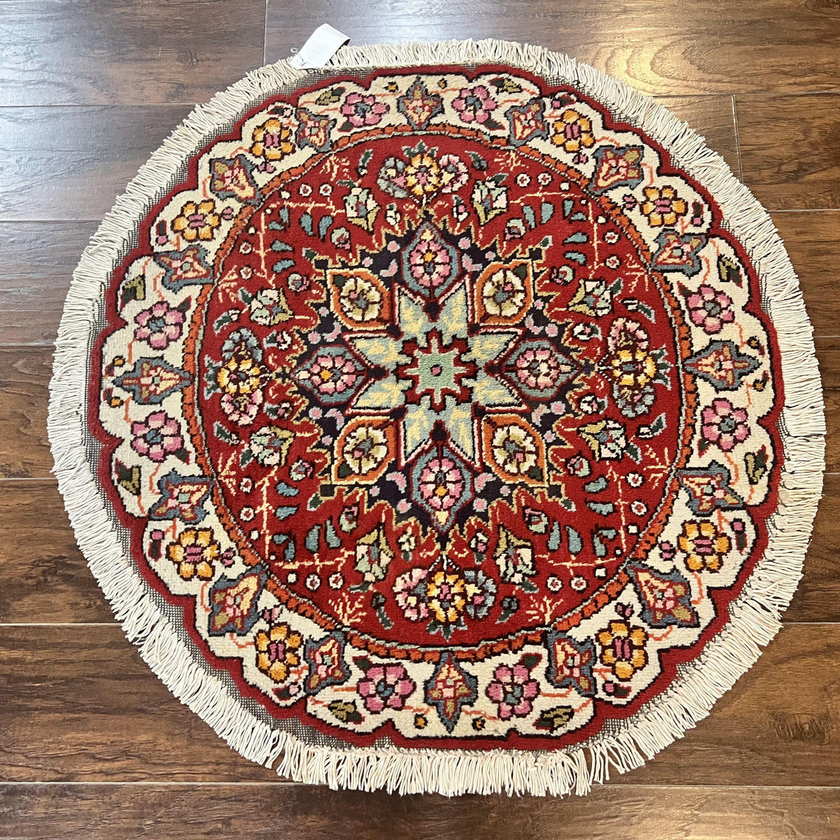 Round Persian Tabriz Rug 3x3, Small Round Oriental Carpet, Floral Meda ...