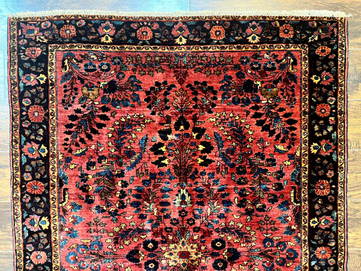 Antique Persian Sarouk Rug 4x6, Red, Very FInely Hand Knotted, Rare 19 ...