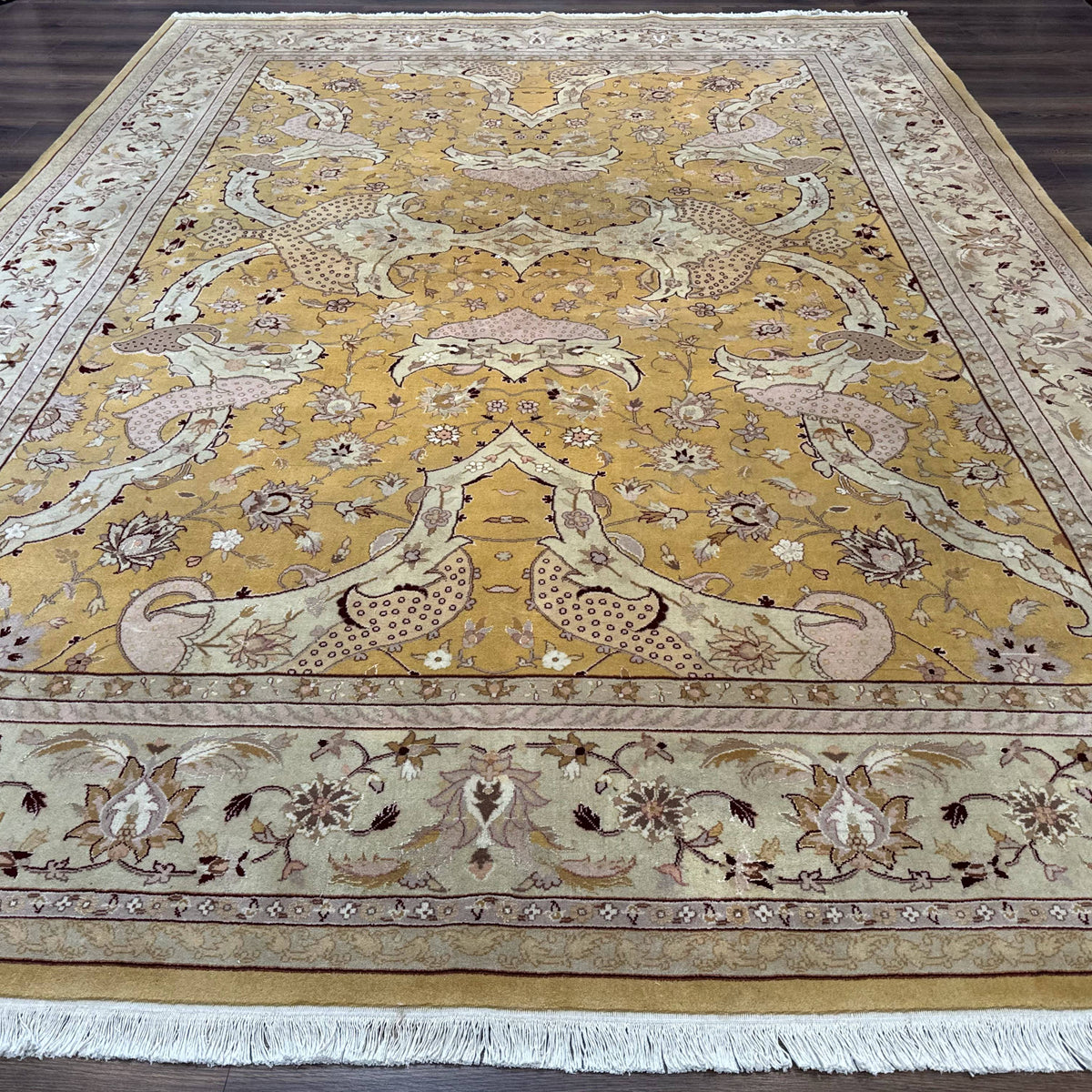 Sino Persian Rug 8x11, Wool with Silk Highlights, Unique Colors, Gold ...