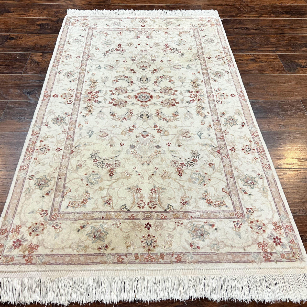 Sino Persian Rug 3x5, Wool with Silk Highlights, Ivory Floral Traditio ...