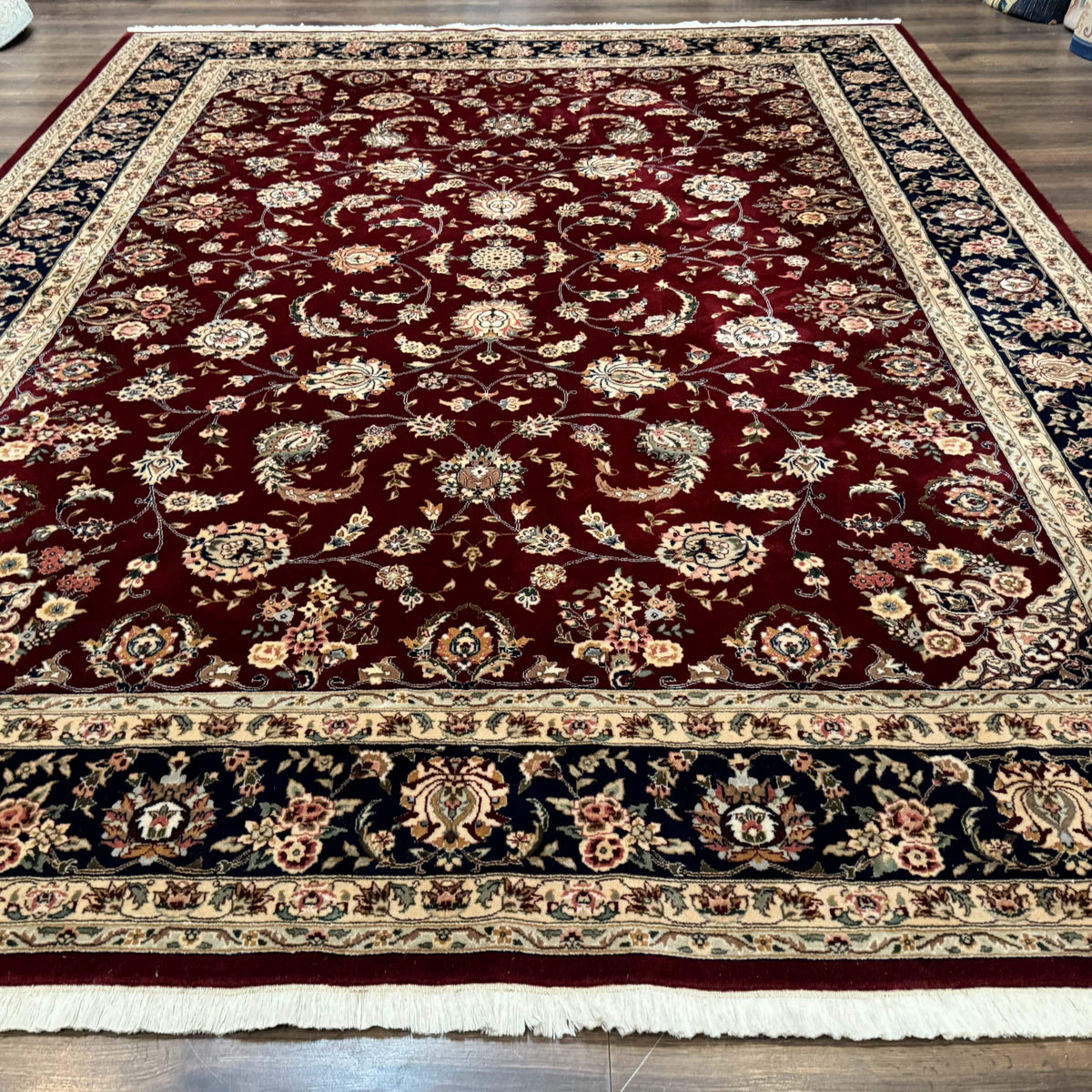Sino Persian Rug 9x11, Burgundy and Navy Blue, Fine 200 KPSI, Floral A ...