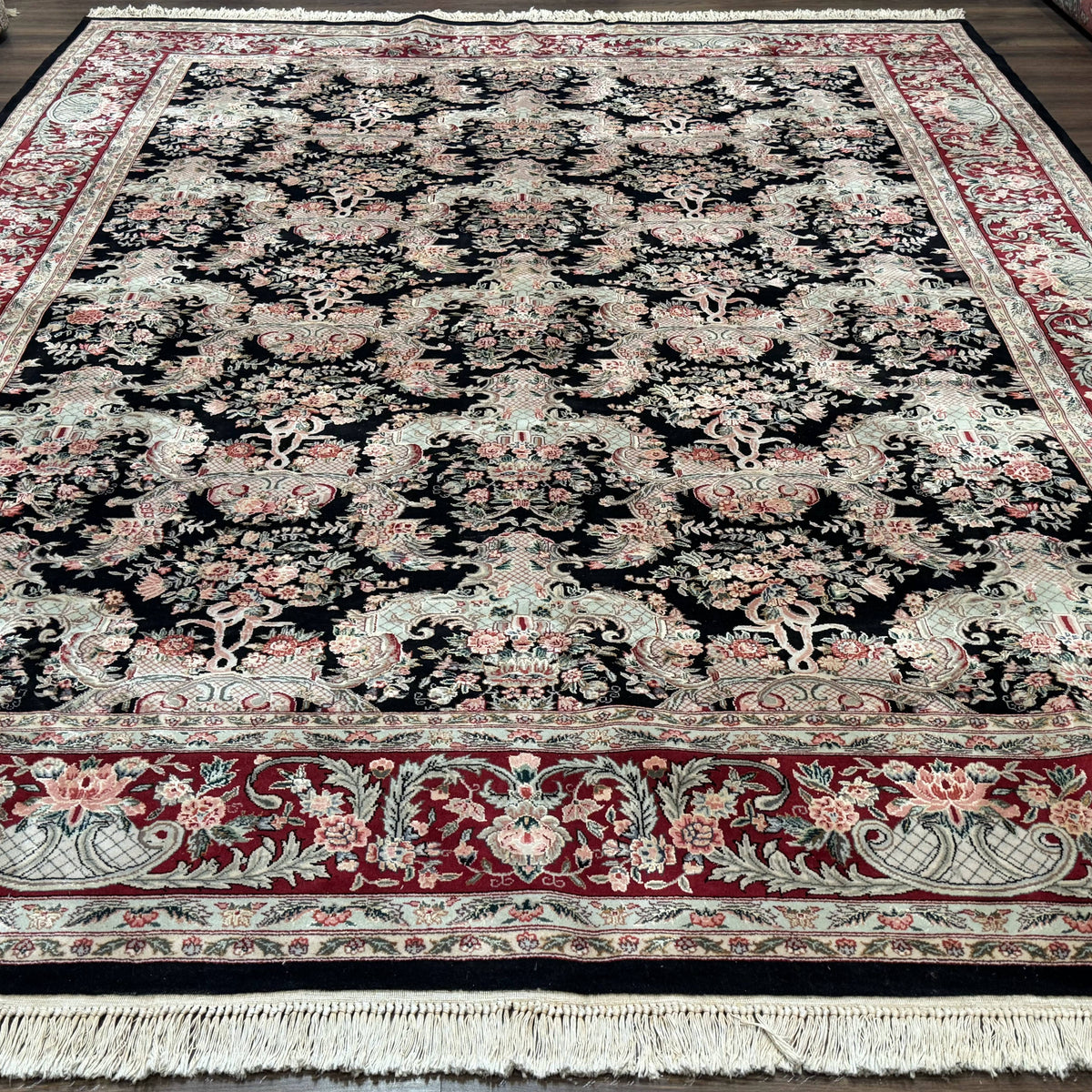 Sino Persian Rug 9x12, Black, Floral Bouquets – Jewel Rugs
