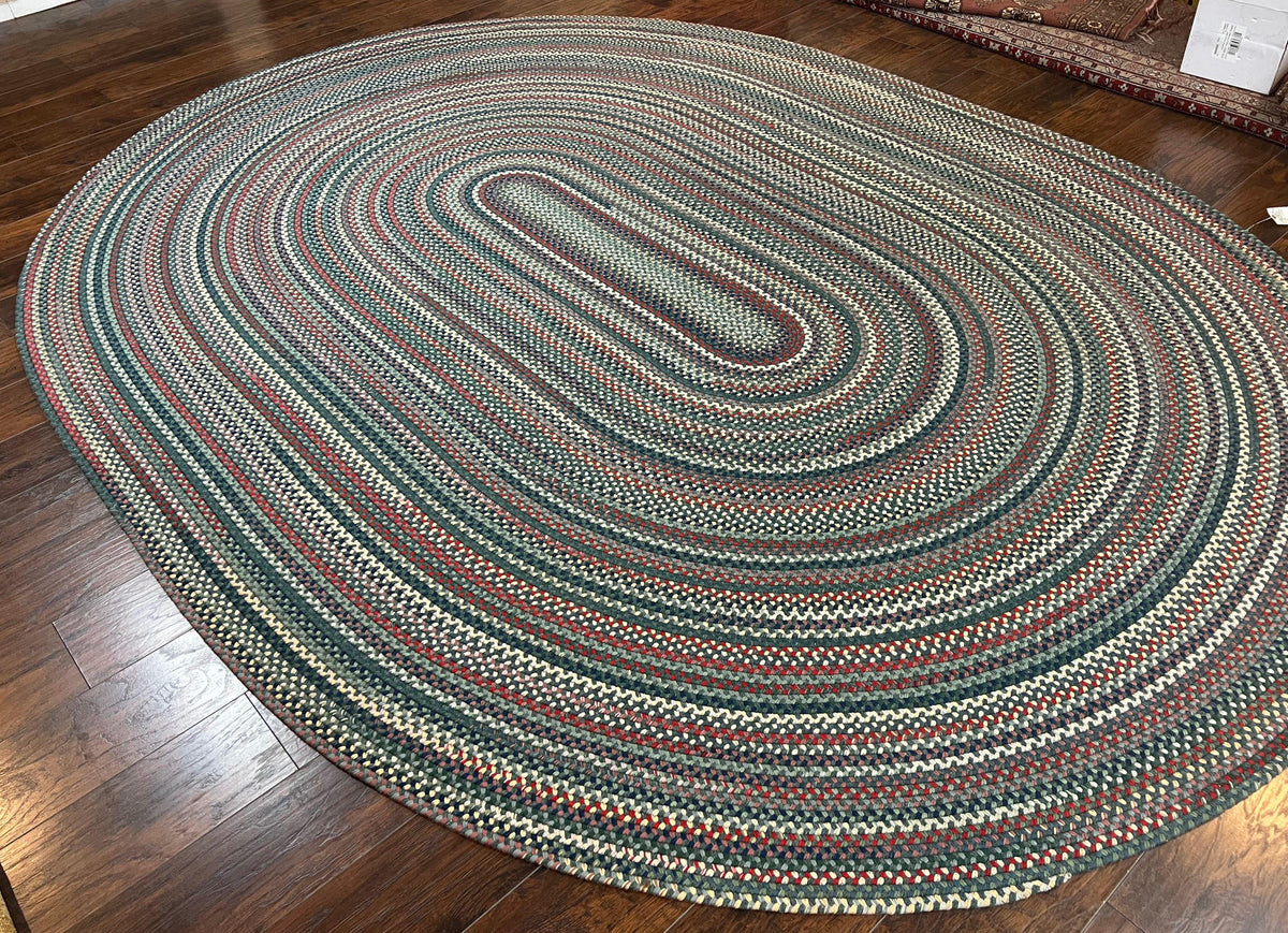 Large American Braided Oval Rug 9x12, Multicolor Braided Oval Carpet ...