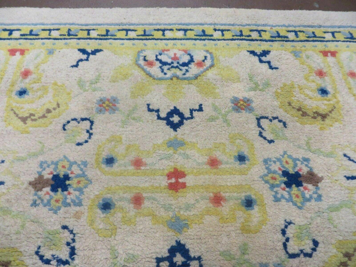4.5' X 6' Vintage Handmade European Spanish Modern Wool Rug Bohemian B ...