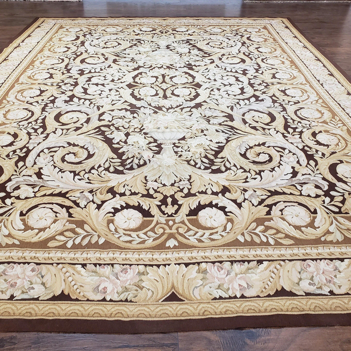 Vintage Aubusson Savonnerie Floral Area Rug, 8x12 - 9x12 Wool Handmade ...
