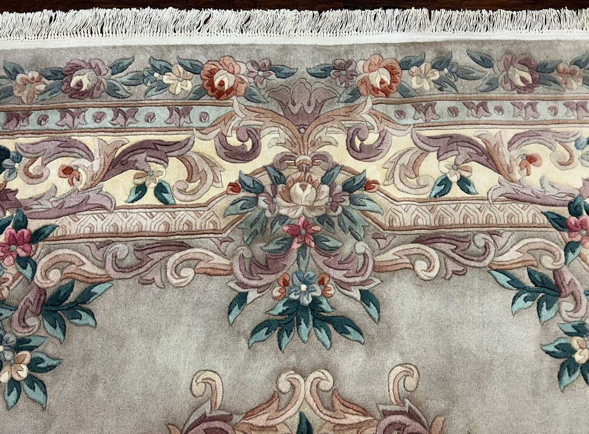 Chinese Wool Rug 8x8 ft, Square Chinese 90 Line Carpet, Gray and Cream ...