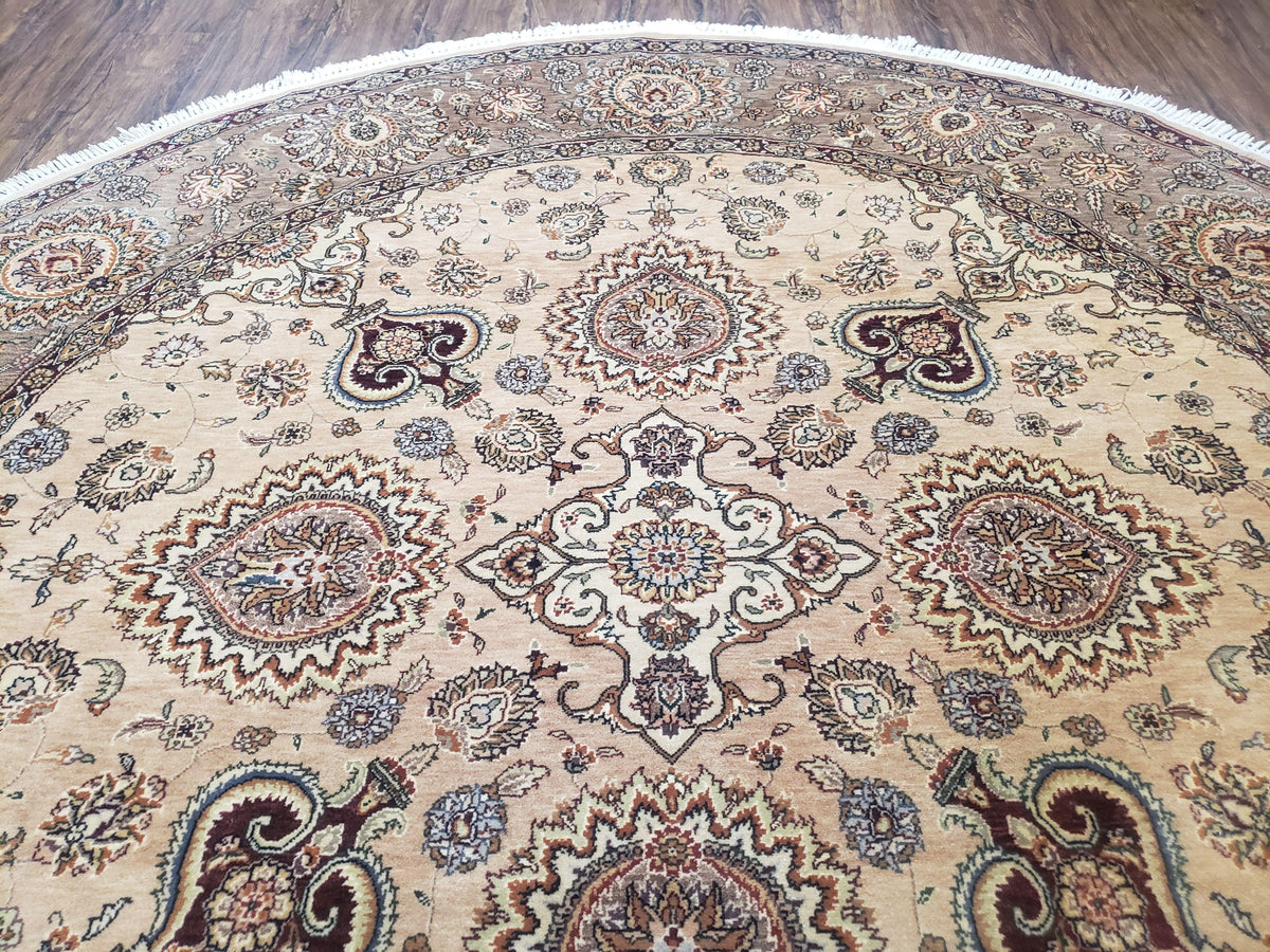 8ft Round Pak-Persian Rug, Round Fine Oriental Carpet, Vintage Hand-Kn ...