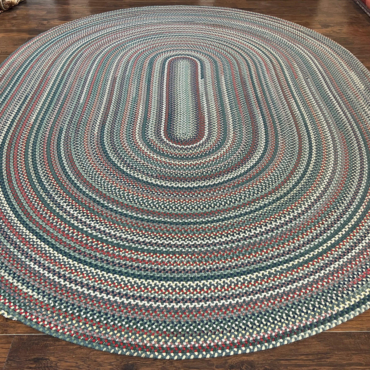 Large American Braided Oval Rug 9x12, Multicolor Braided Oval Carpet ...
