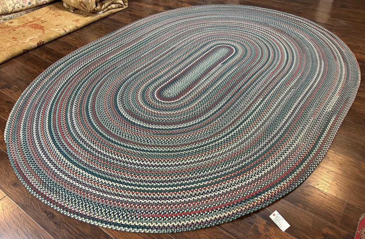 Large American Braided Oval Rug 9x12, Multicolor Braided Oval Carpet ...
