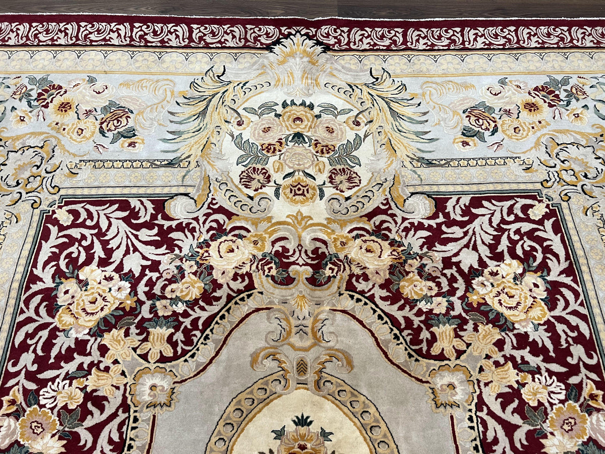 Aubusson Savonnerie Rug 9x12, Vintage French Aubusson Wool Carpet 9 x ...