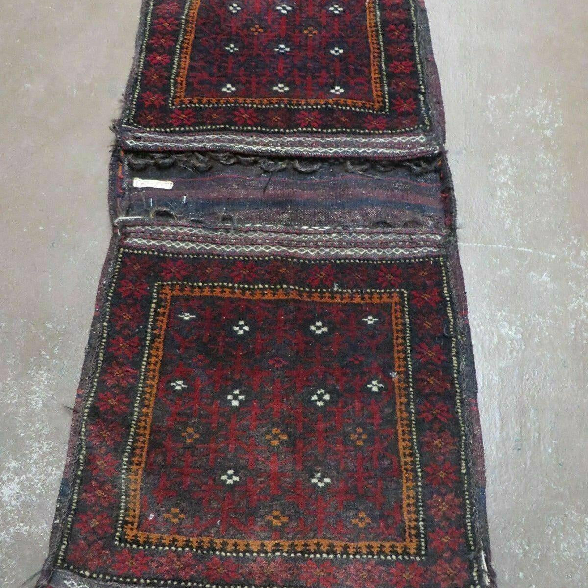 19" X 41" Antique Tribal Nomad Hand Woven Turkish Double Saddle Bag Da ...