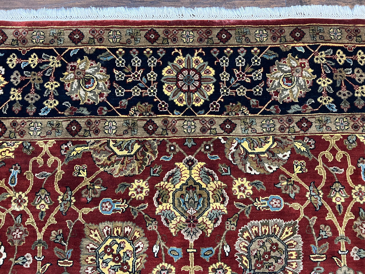 Indo Persian Rug 9x12, Hand Knotted Traditional Indian Wool Oriental C ...