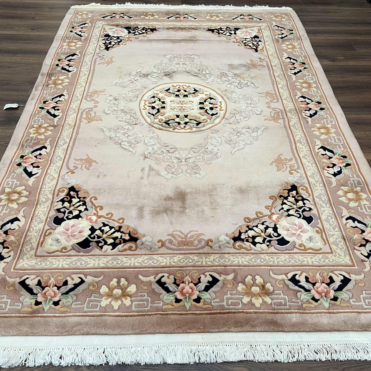 Chinese Wool Rug 6x9, Vintage 1960s Art Deco Tientsin 90 Line Carpet ...