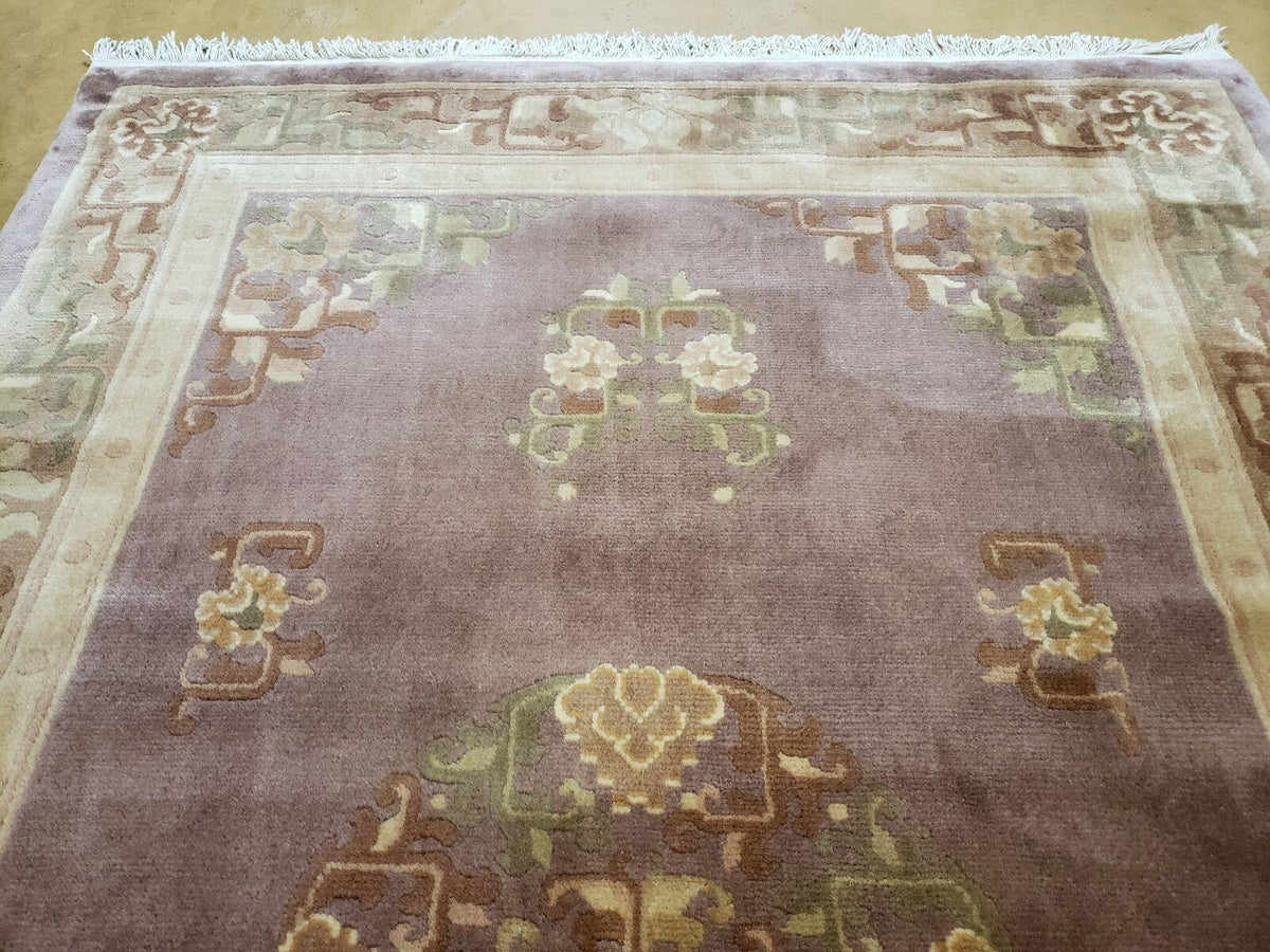 4' X 6' Modern Art Deco Chinese Handmade Wool Rug Grape Mauve – Jewel Rugs