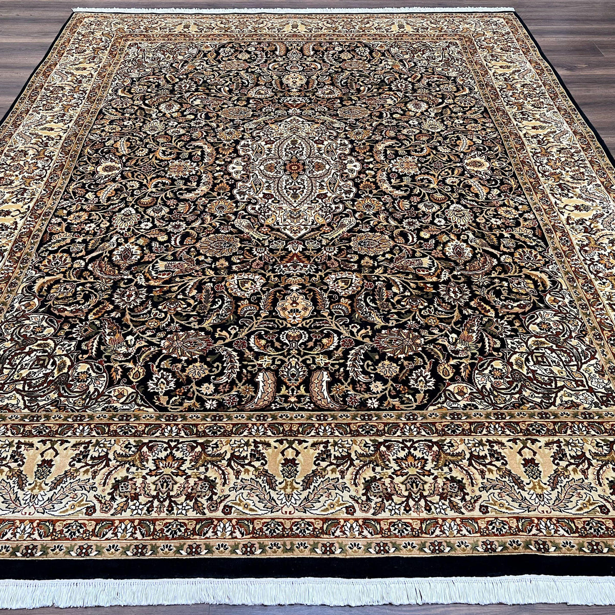 Fine Sino Persian Rug 8x10, Allover Floral Medallion with Birds, Highl ...