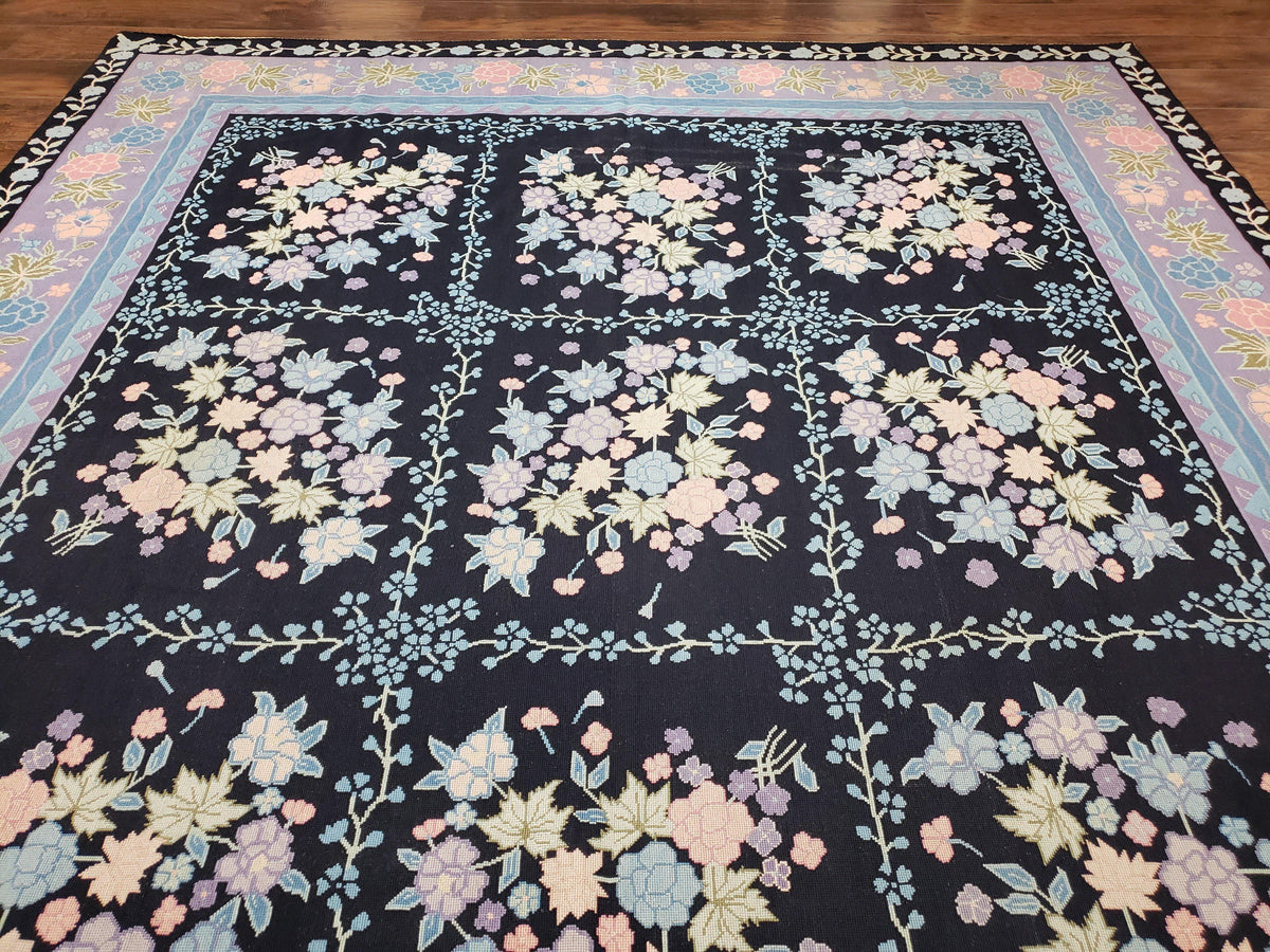 Chinese Needlepoint Rug 8 x 11.4, Hand-Woven Area Carpet, Flatweave Ru ...