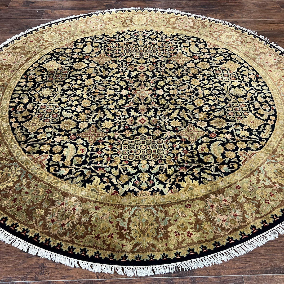 Indo Persian Round Rug 8x8 ft, Vintage Hand Knotted 8 ft Large Round O ...