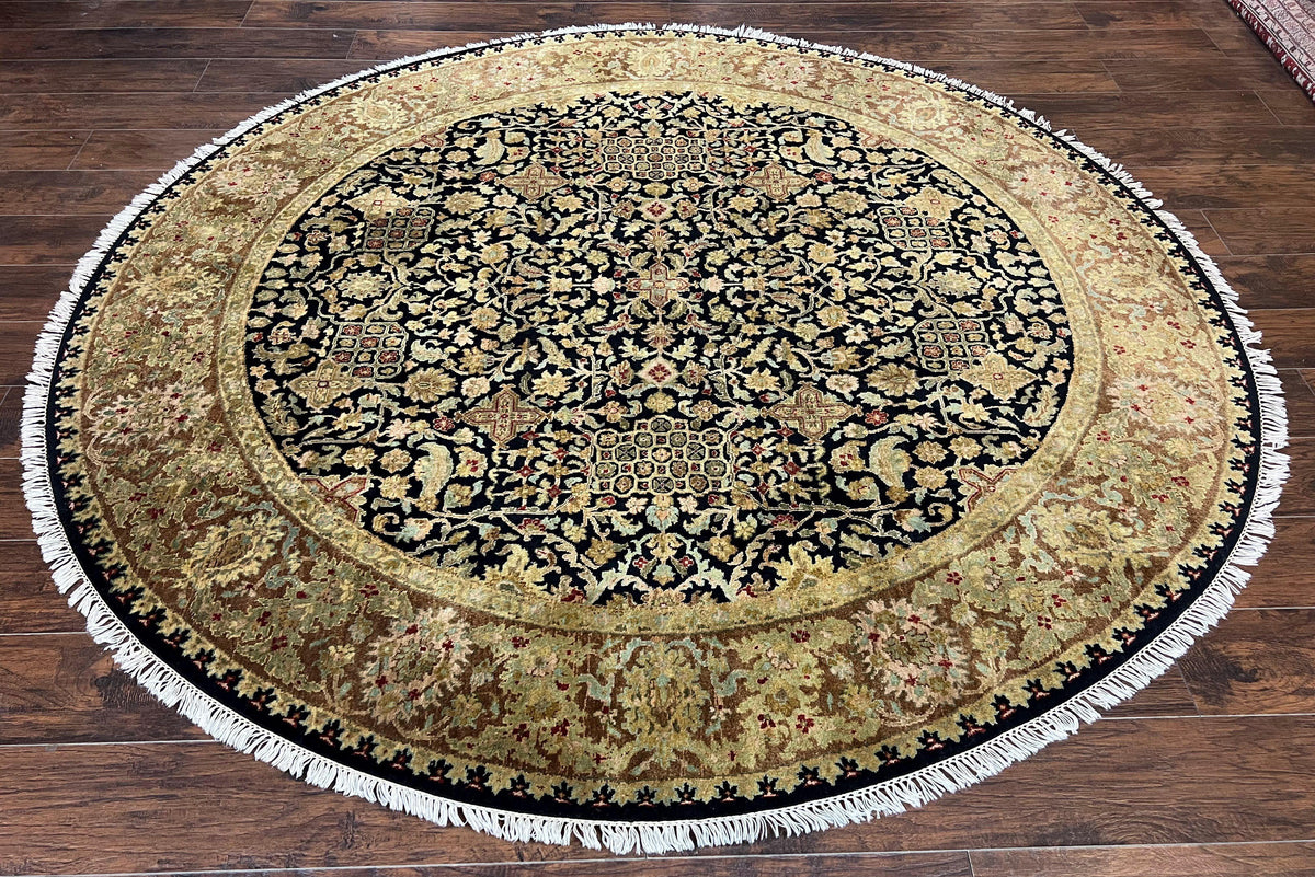 Indo Persian Round Rug 8x8 ft, Vintage Hand Knotted 8 ft Large Round O ...