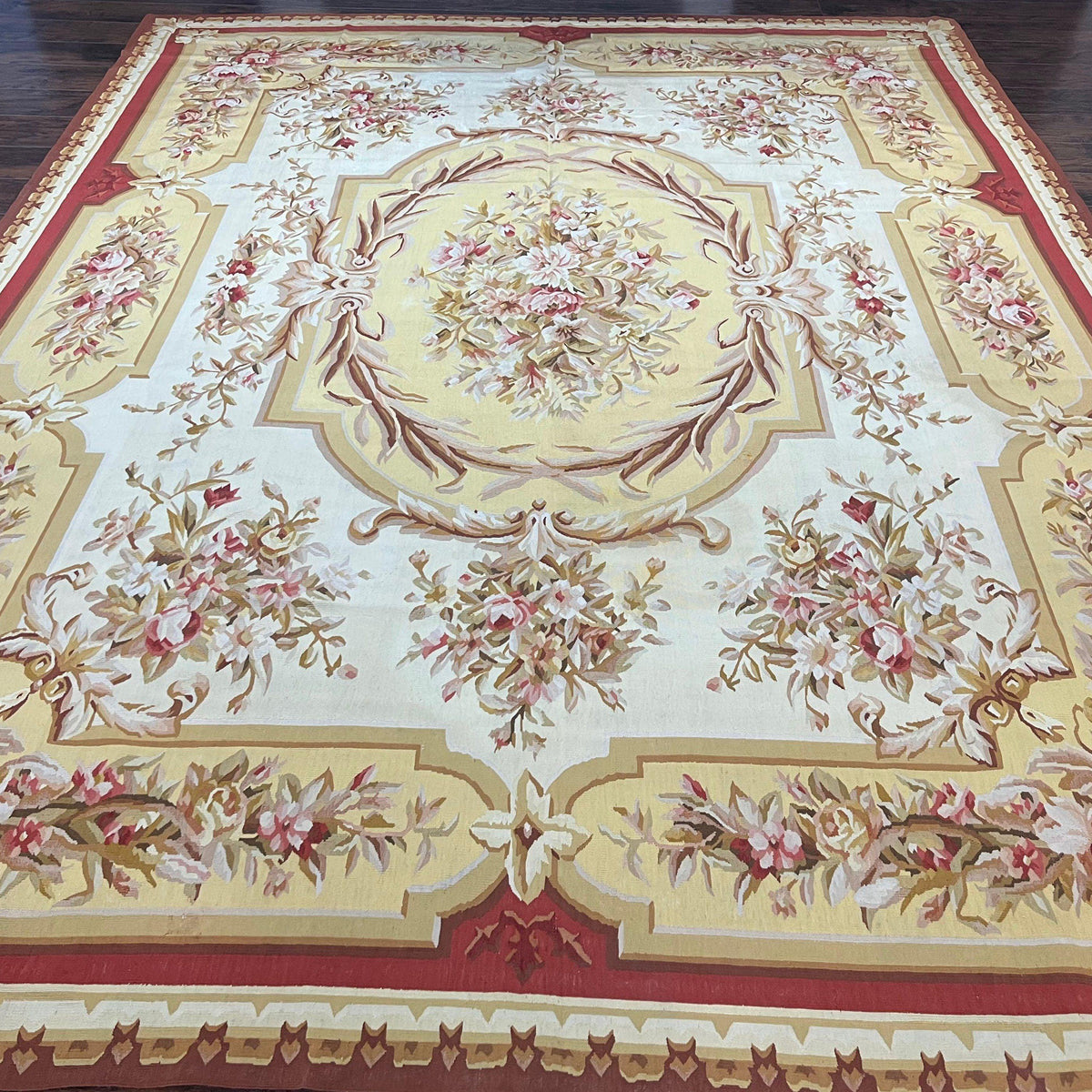 Aubusson Rug 9x12, Elegant Flatweave Savonnerie Carpet 9 x 12 ft, Ivor ...